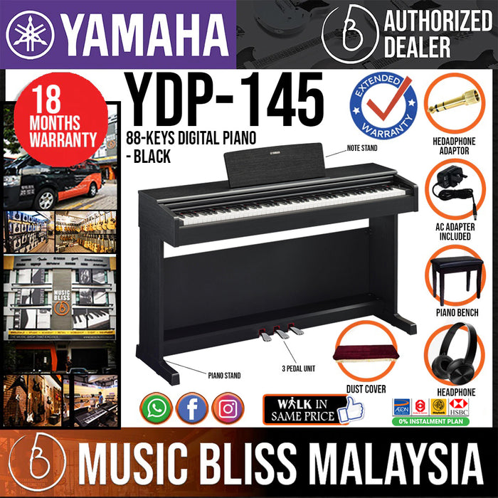 Yamaha Arius YDP-145 88-Keys Digital Piano with FREE Bench - Black (YDP145 / YDP 145) | Music ...
