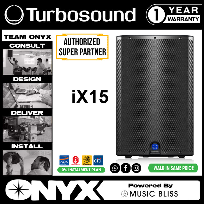 Turbosound iX15 1000W 15 inch Powered Speaker with Bluetooth Stereo Pairing & Spotify/Youtube ...