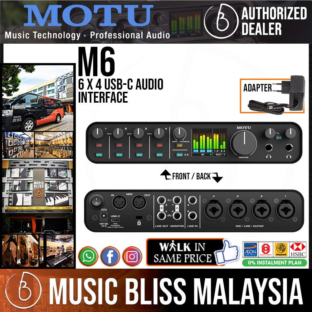 MOTU M6 6x4 USB-C 6-Channel Audio Interface for Mac, PC & Mobile Phone ...