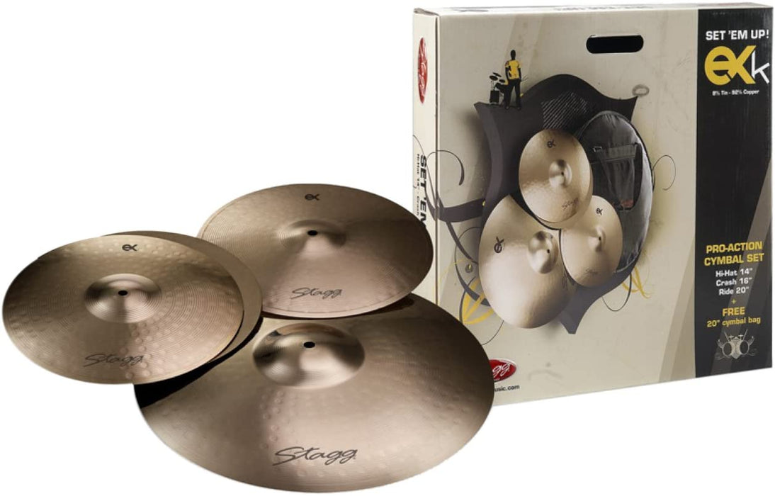 Stagg EXK SET B8 Bronze Cymbal Set - 14"/16"/20" with Gig Bag | Music ...