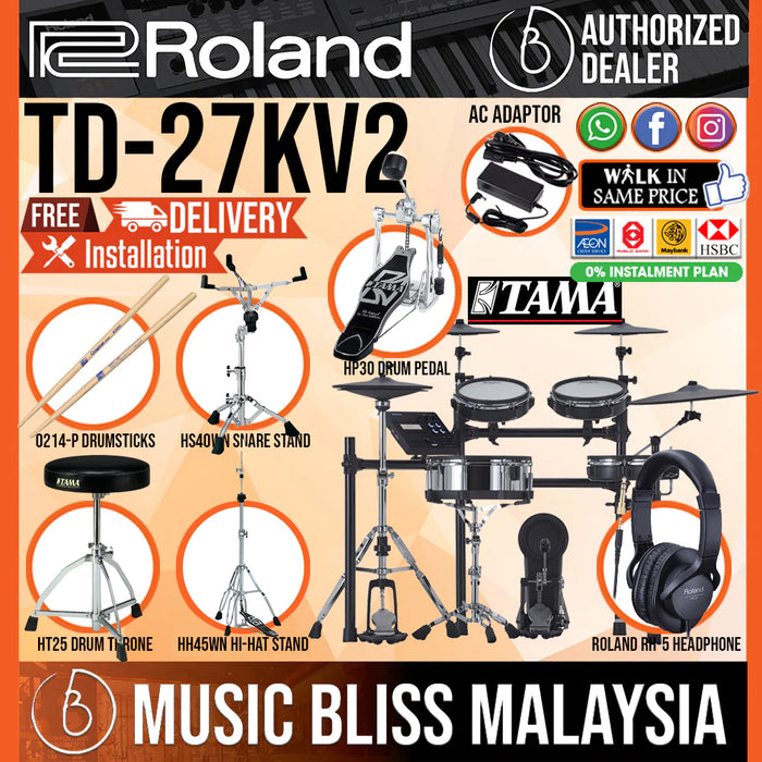 Roland TD-27KV Gen 2 V-Drums Electronic Drum Set | Music Bliss Malaysia