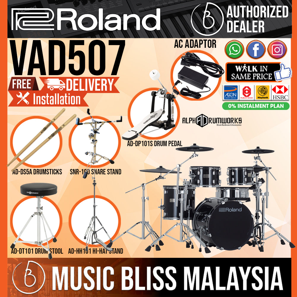 Roland V-Drums Acoustic Design VAD507 Electronic Drum Set (VAD-507 / VAD 507) | Music Bliss Malaysia
